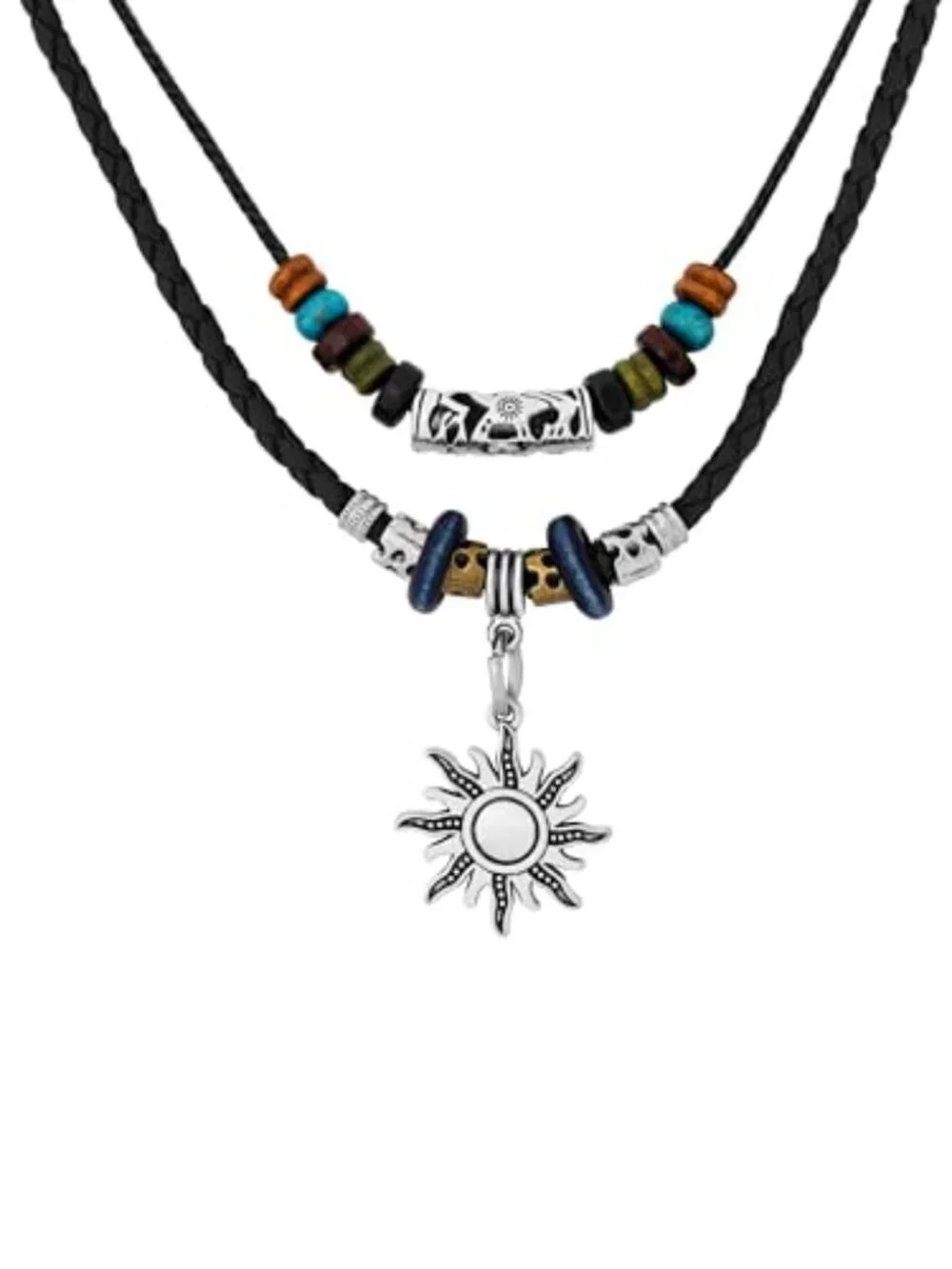Jewelry | Layered Boho Wood Bead Choker Necklace Hollow Flower Charm ...